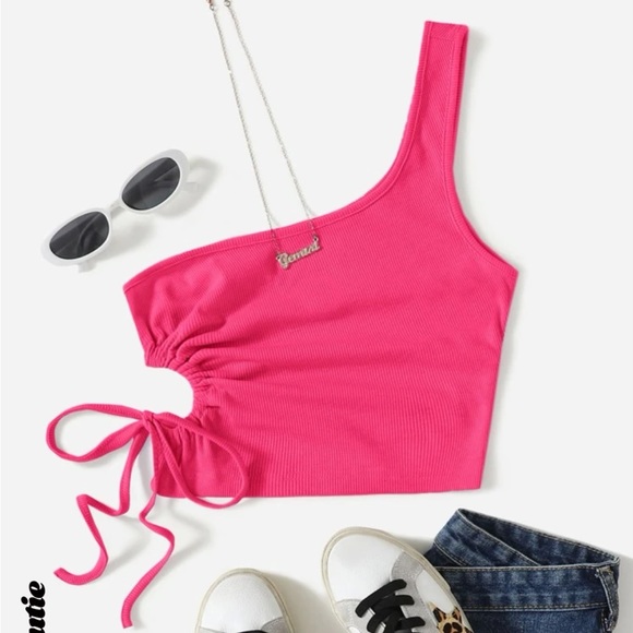 SHEIN | Tops | Hot Pink One Shoulder Top | Poshmark